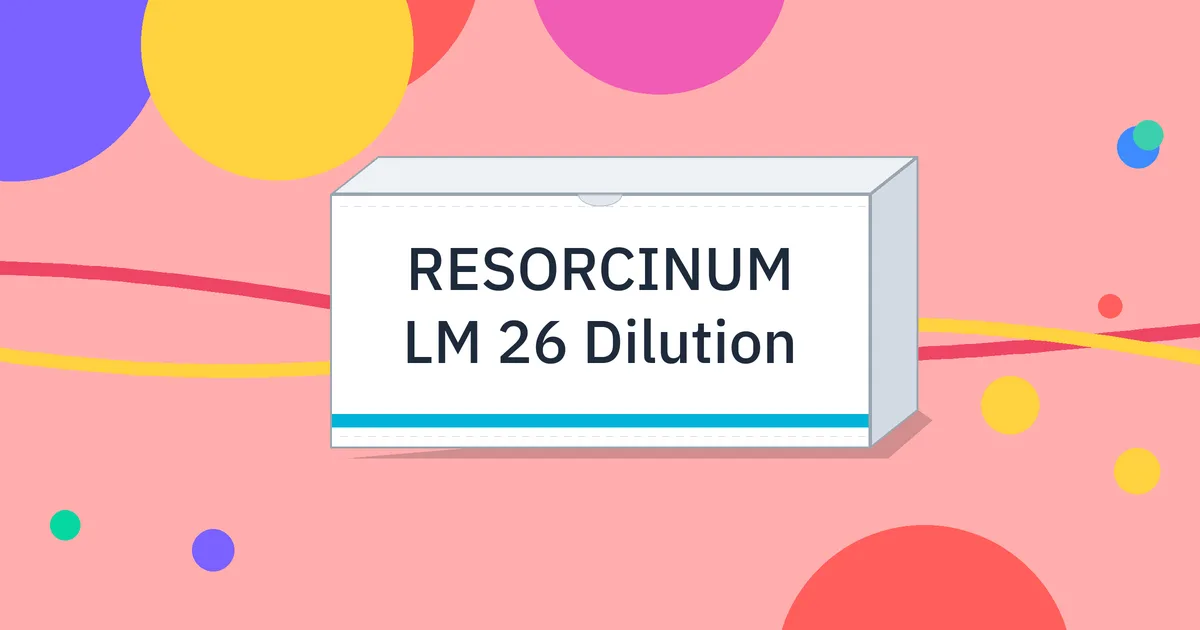 Symbolbild: Packung mit der Aufschrift RESORCINUM LM 26 Dilution (PZN 13047291) – Verfügbarkeit und Bezug in Apotheken in Frankfurt am Main