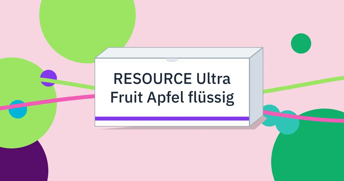 Symbolbild: Packung mit der Aufschrift RESOURCE Ultra Fruit Apfel flüssig (PZN 18048852) – Verfügbarkeit und Bezug in Apotheken in Frankfurt am Main
