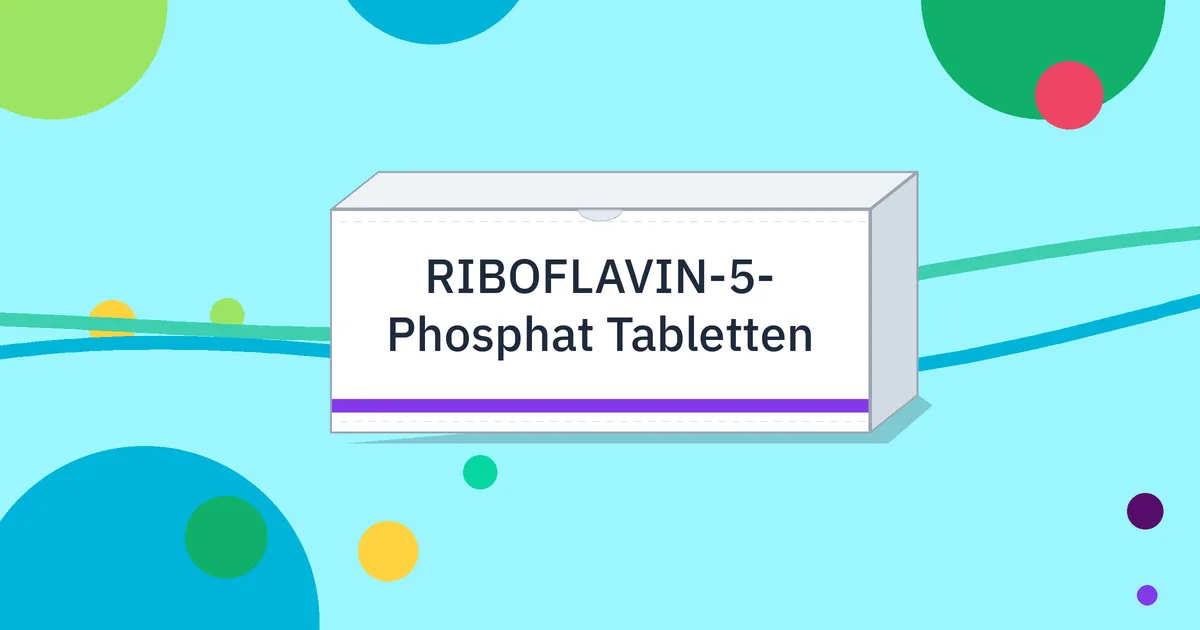 Symbolbild: Packung mit der Aufschrift RIBOFLAVIN-5-Phosphat Tabletten (PZN 16119921) – Verfügbarkeit und Bezug in Apotheken in Frankfurt am Main