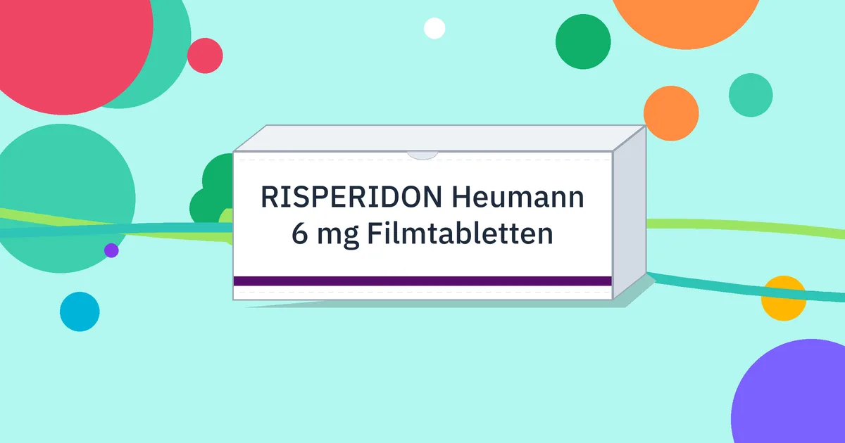 Symbolbild: Packung mit der Aufschrift RISPERIDON Heumann 6 mg Filmtabletten (PZN 18447173) – Verfügbarkeit und Bezug in Apotheken in Frankfurt am Main
