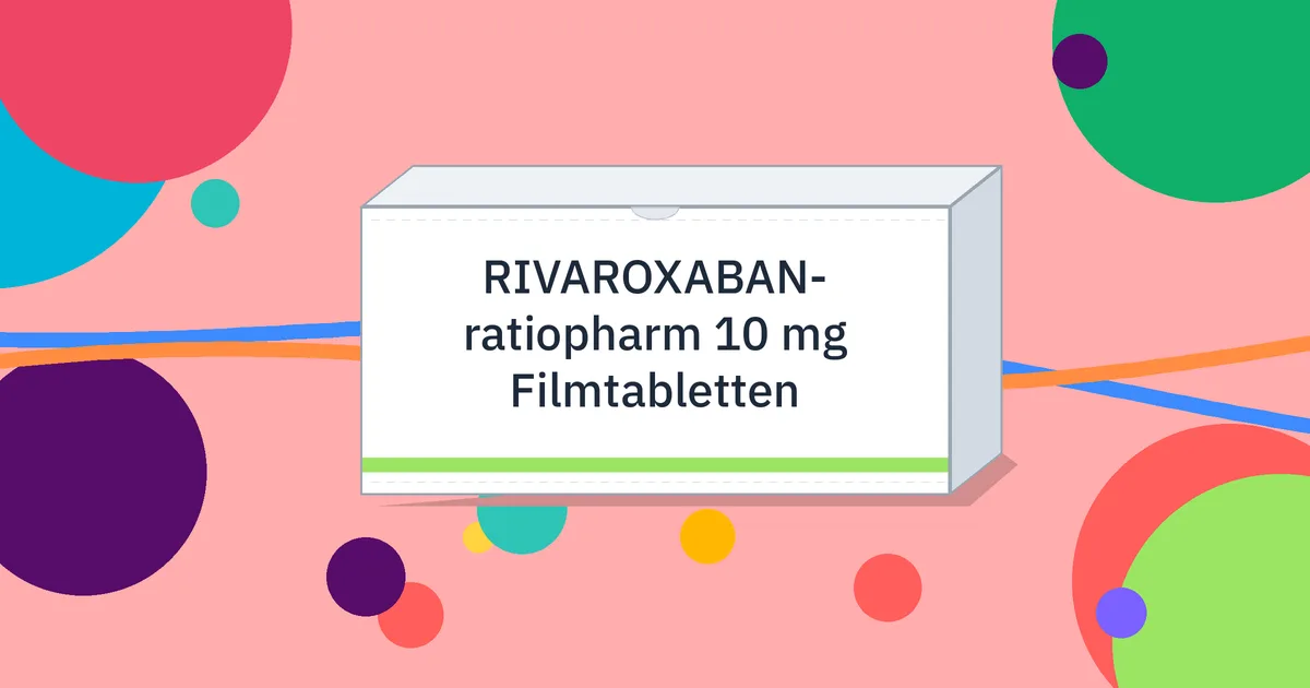 Symbolbild: Packung mit der Aufschrift RIVAROXABAN-ratiopharm 10 mg Filmtabletten (PZN 18826775) – Verfügbarkeit und Bezug in Apotheken in Frankfurt am Main