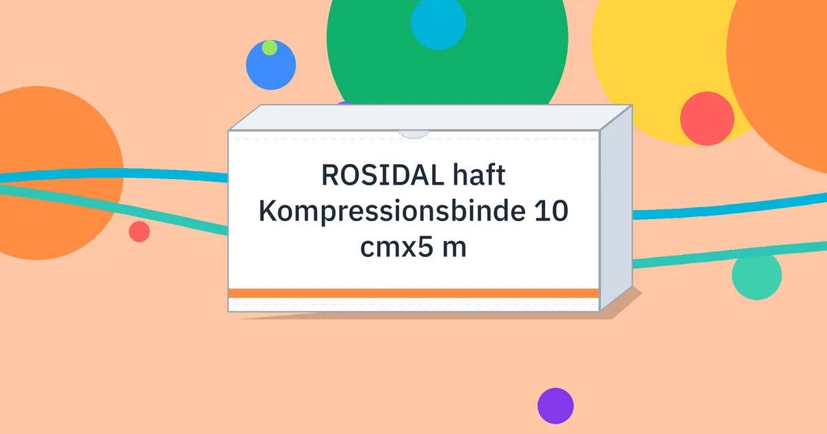 Symbolbild: Packung mit der Aufschrift ROSIDAL haft Kompressionsbinde 10 cmx5 m (PZN 10111485) – Verfügbarkeit und Bezug in Apotheken in Frankfurt am Main