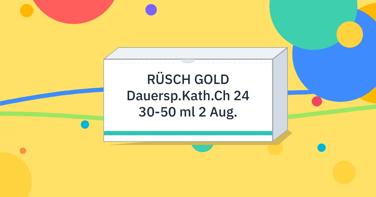 Symbolbild: Packung mit der Aufschrift RÜSCH GOLD Dauersp.Kath.Ch 24 30-50 ml 2 Aug. (PZN 06186632) – Verfügbarkeit und Bezug in Apotheken in Frankfurt am Main