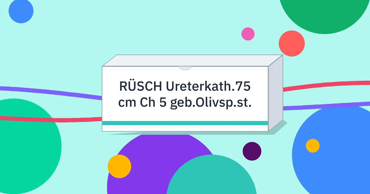 Symbolbild: Packung mit der Aufschrift RÜSCH Ureterkath.75 cm Ch 5 geb.Olivsp.st. (PZN 04249050) – Verfügbarkeit und Bezug in Apotheken in Frankfurt am Main