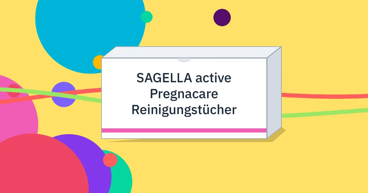 Symbolbild: Packung mit der Aufschrift SAGELLA active Pregnacare Reinigungstücher (PZN 19818341) – Verfügbarkeit und Bezug in Apotheken in Frankfurt am Main