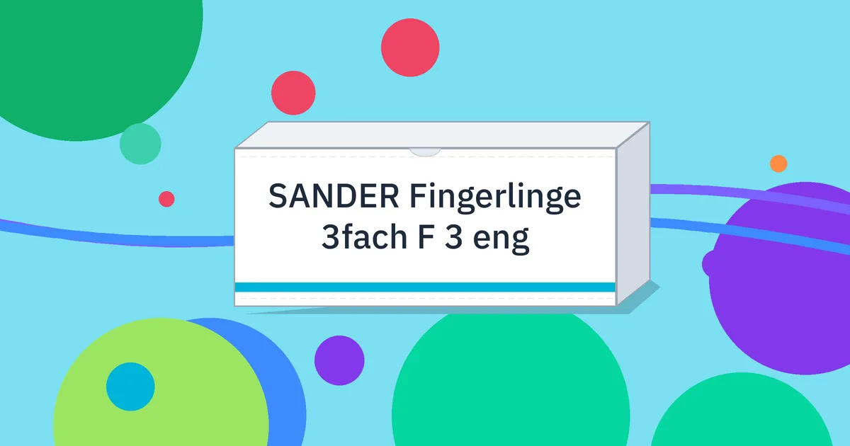 Symbolbild: Packung mit der Aufschrift SANDER Fingerlinge 3fach F 3 eng (PZN 10014581) – Verfügbarkeit und Bezug in Apotheken in Frankfurt am Main