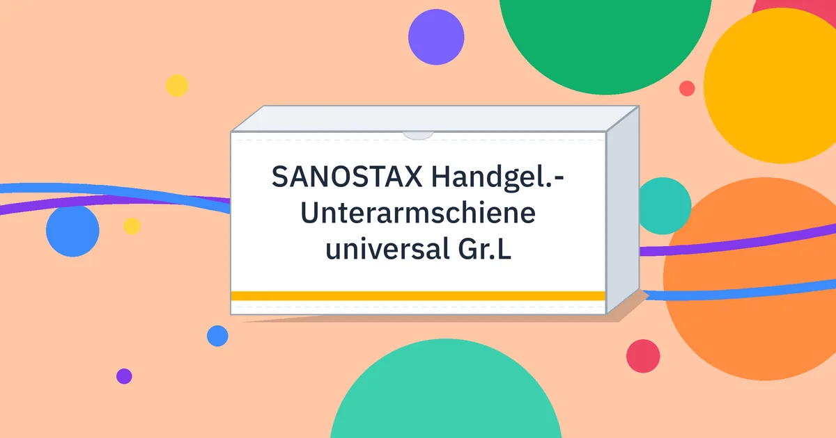 Symbolbild: Packung mit der Aufschrift SANOSTAX Handgel.-Unterarmschiene universal Gr.L (PZN 10288462) – Verfügbarkeit und Bezug in Apotheken in Frankfurt am Main