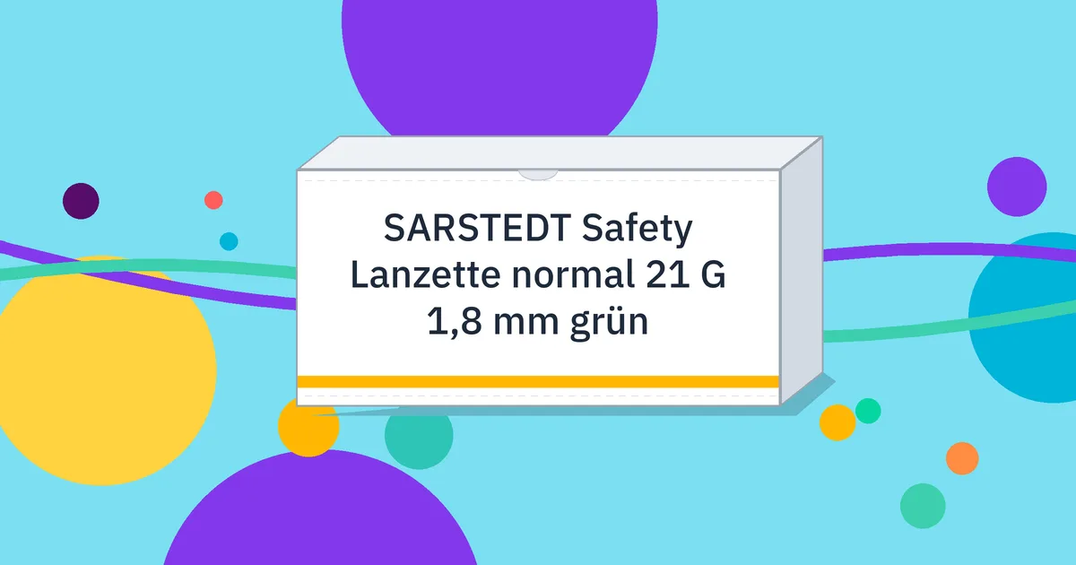 Symbolbild: Packung mit der Aufschrift SARSTEDT Safety Lanzette normal 21 G 1,8 mm grün (PZN 12433218) – Verfügbarkeit und Bezug in Apotheken in Frankfurt am Main
