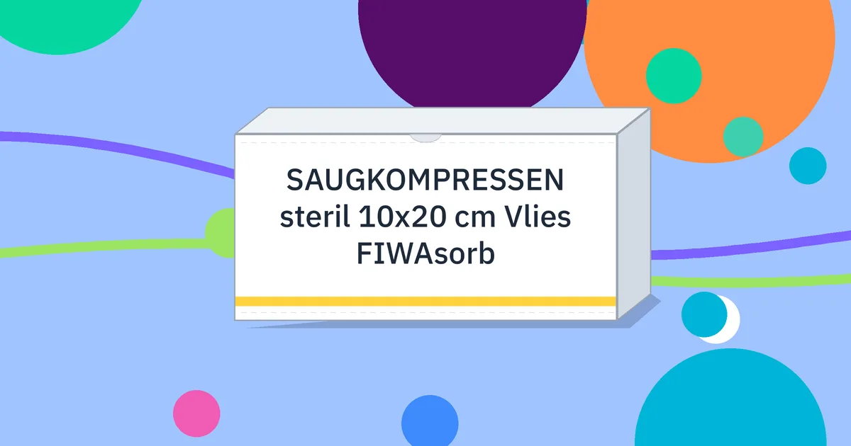 Symbolbild: Packung mit der Aufschrift SAUGKOMPRESSEN steril 10x20 cm Vlies FIWAsorb (PZN 14367299) – Verfügbarkeit und Bezug in Apotheken in Frankfurt am Main