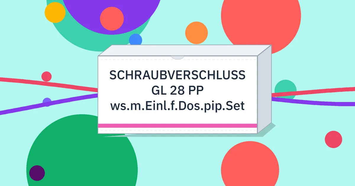 Symbolbild: Packung mit der Aufschrift SCHRAUBVERSCHLUSS GL 28 PP ws.m.Einl.f.Dos.pip.Set (PZN 18015114) – Verfügbarkeit und Bezug in Apotheken in Frankfurt am Main
