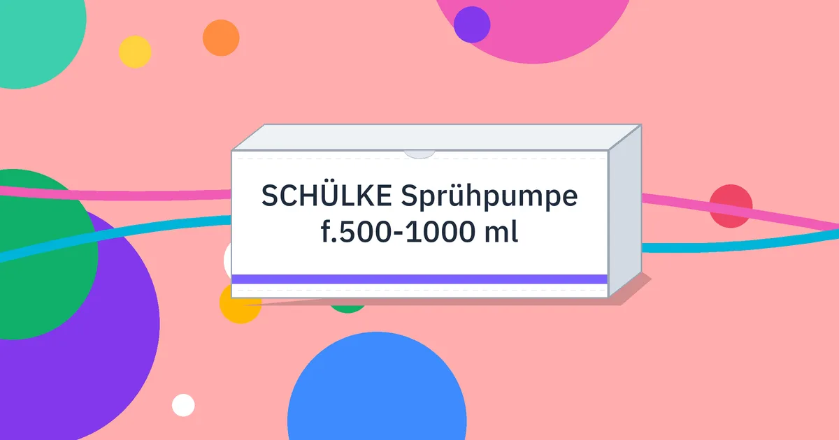 Symbolbild: Packung mit der Aufschrift SCHÜLKE Sprühpumpe f.500-1000 ml (PZN 17669463) – Verfügbarkeit und Bezug in Apotheken in Frankfurt am Main
