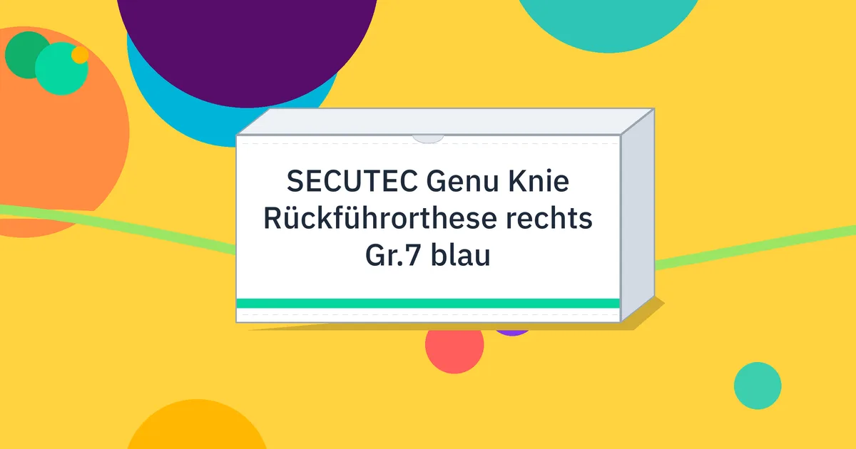 Symbolbild: Packung mit der Aufschrift SECUTEC Genu Knie Rückführorthese rechts Gr.7 blau (PZN 13568883) – Verfügbarkeit und Bezug in Apotheken in Frankfurt am Main