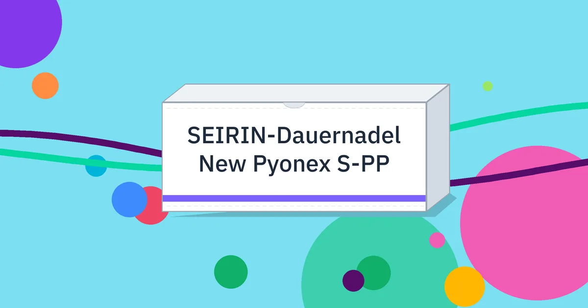 Symbolbild: Packung mit der Aufschrift SEIRIN-Dauernadel New Pyonex S-PP (PZN 04978197) – Verfügbarkeit und Bezug in Apotheken in Frankfurt am Main