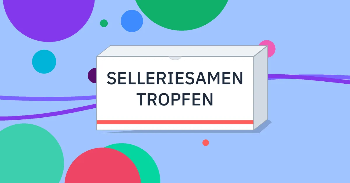 Symbolbild: Packung mit der Aufschrift SELLERIESAMEN TROPFEN (PZN 15231254) – Verfügbarkeit und Bezug in Apotheken in Frankfurt am Main