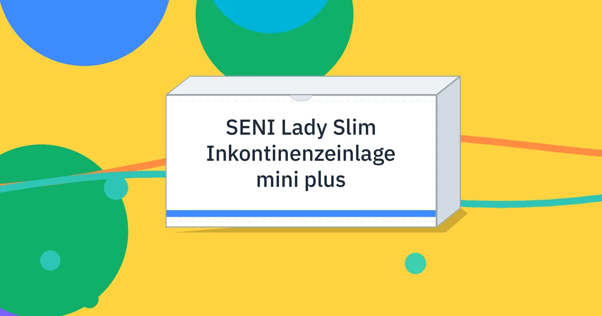 Symbolbild: Packung mit der Aufschrift SENI Lady Slim Inkontinenzeinlage mini plus (PZN 16916988) – Verfügbarkeit und Bezug in Apotheken in Frankfurt am Main