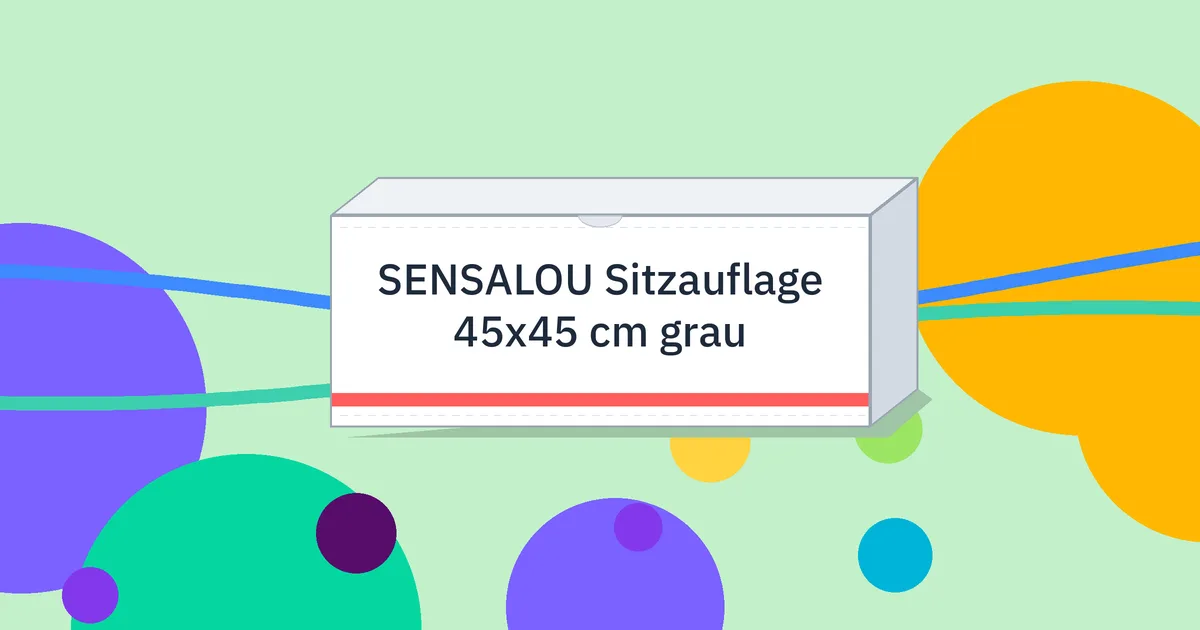 Symbolbild: Packung mit der Aufschrift SENSALOU Sitzauflage 45x45 cm grau (PZN 19427623) – Verfügbarkeit und Bezug in Apotheken in Frankfurt am Main