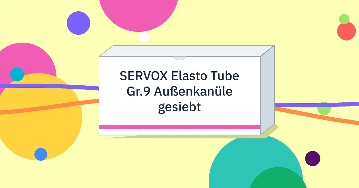 Symbolbild: Packung mit der Aufschrift SERVOX Elasto Tube Gr.9 Außenkanüle gesiebt (PZN 07424499) – Verfügbarkeit und Bezug in Apotheken in Frankfurt am Main