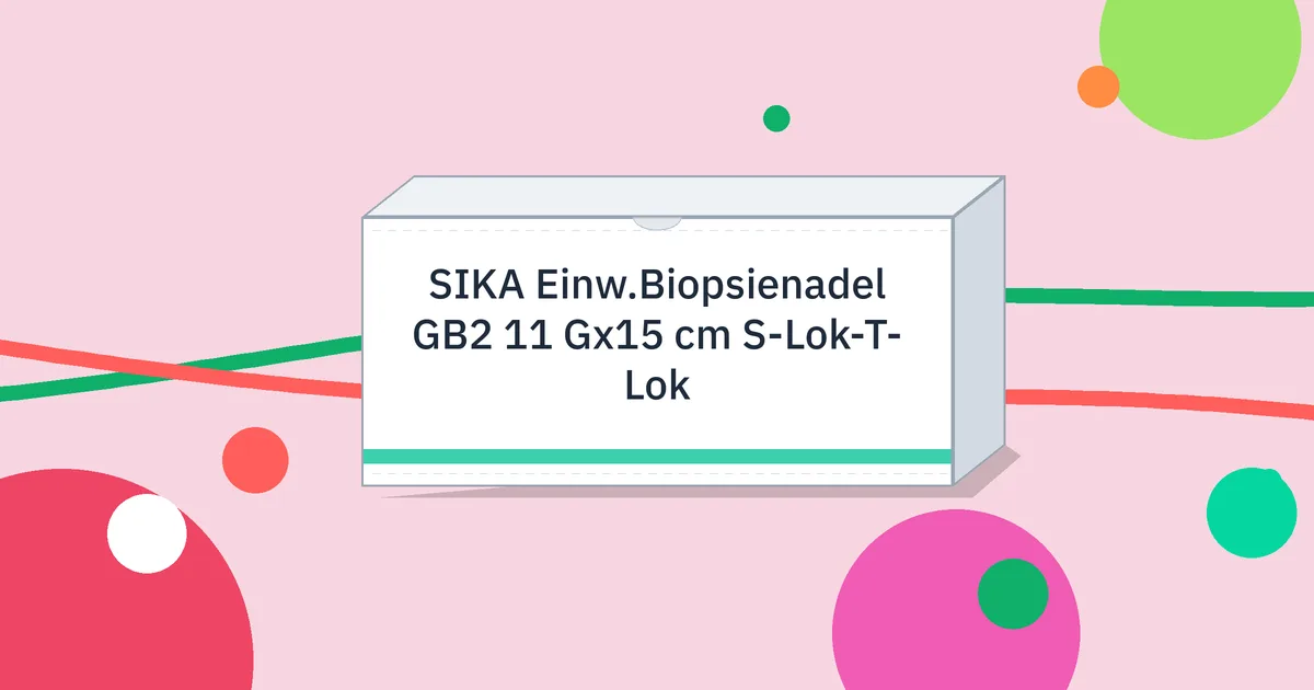 Symbolbild: Packung mit der Aufschrift SIKA Einw.Biopsienadel GB2 11 Gx15 cm S-Lok-T-Lok (PZN 20283460) – Verfügbarkeit und Bezug in Apotheken in Frankfurt am Main