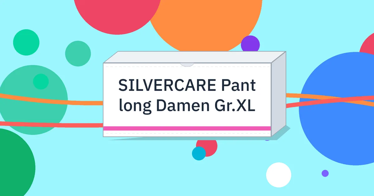 Symbolbild: Packung mit der Aufschrift SILVERCARE Pant long Damen Gr.XL (PZN 01110676) – Verfügbarkeit und Bezug in Apotheken in Frankfurt am Main