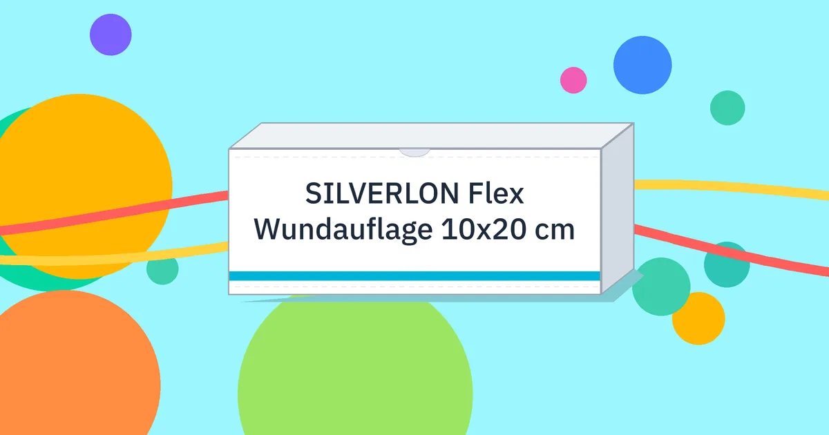 Symbolbild: Packung mit der Aufschrift SILVERLON Flex Wundauflage 10x20 cm (PZN 11192764) – Verfügbarkeit und Bezug in Apotheken in Frankfurt am Main