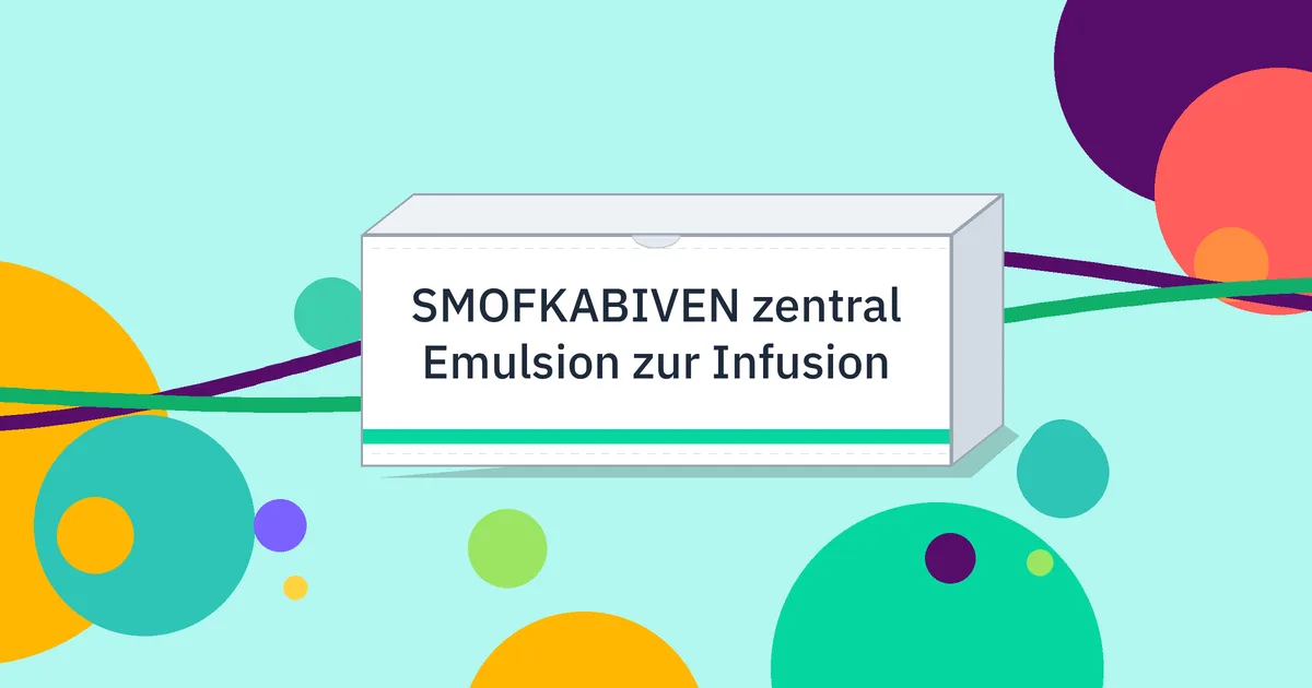 Symbolbild: Packung mit der Aufschrift SMOFKABIVEN zentral Emulsion zur Infusion (PZN 16912559) – Verfügbarkeit und Bezug in Apotheken in Frankfurt am Main