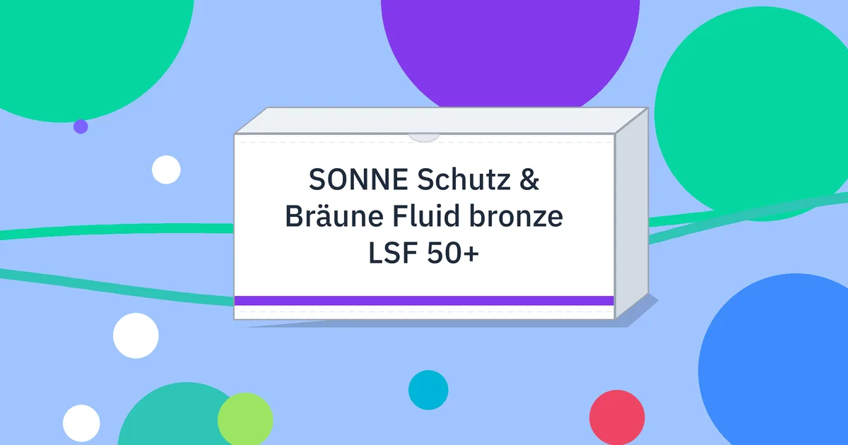 Symbolbild: Packung mit der Aufschrift SONNE Schutz & Bräune Fluid bronze LSF 50+ (PZN 20092435) – Verfügbarkeit und Bezug in Apotheken in Frankfurt am Main