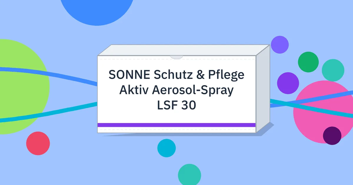 Symbolbild: Packung mit der Aufschrift SONNE Schutz & Pflege Aktiv Aerosol-Spray LSF 30 (PZN 18905948) – Verfügbarkeit und Bezug in Apotheken in Frankfurt am Main