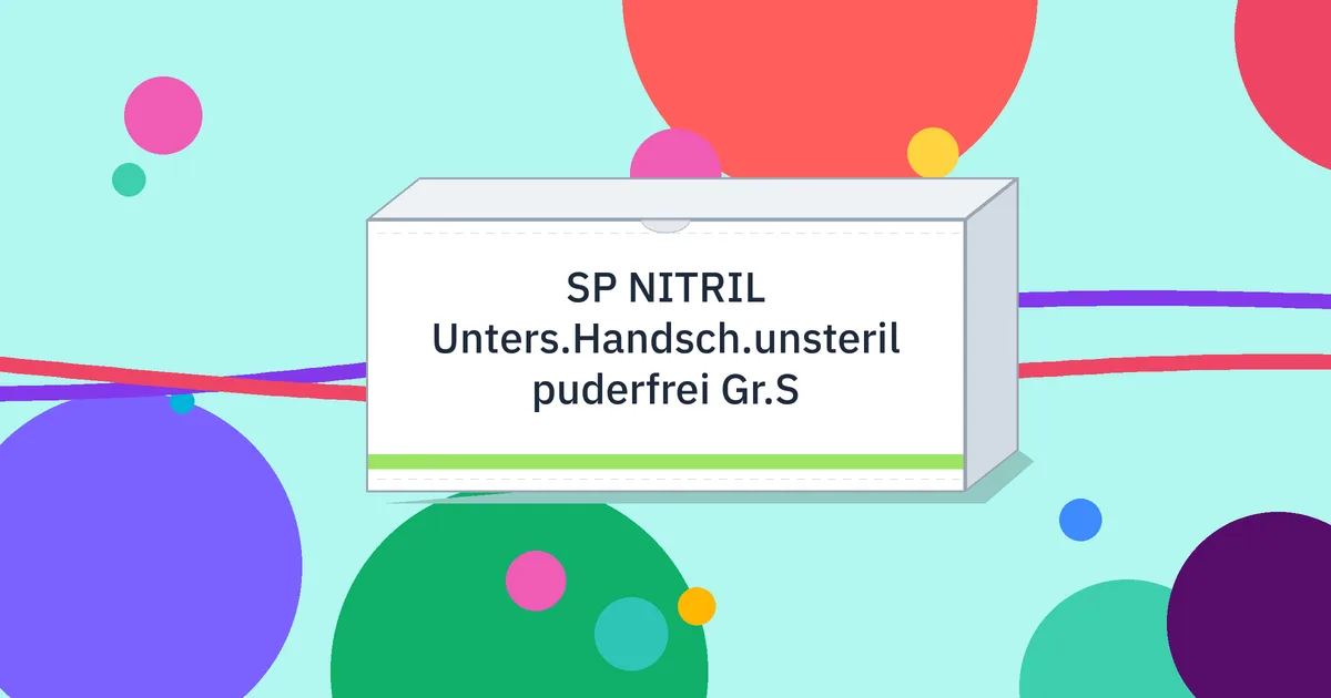 Symbolbild: Packung mit der Aufschrift SP NITRIL Unters.Handsch.unsteril puderfrei Gr.S (PZN 10534530) – Verfügbarkeit und Bezug in Apotheken in Frankfurt am Main