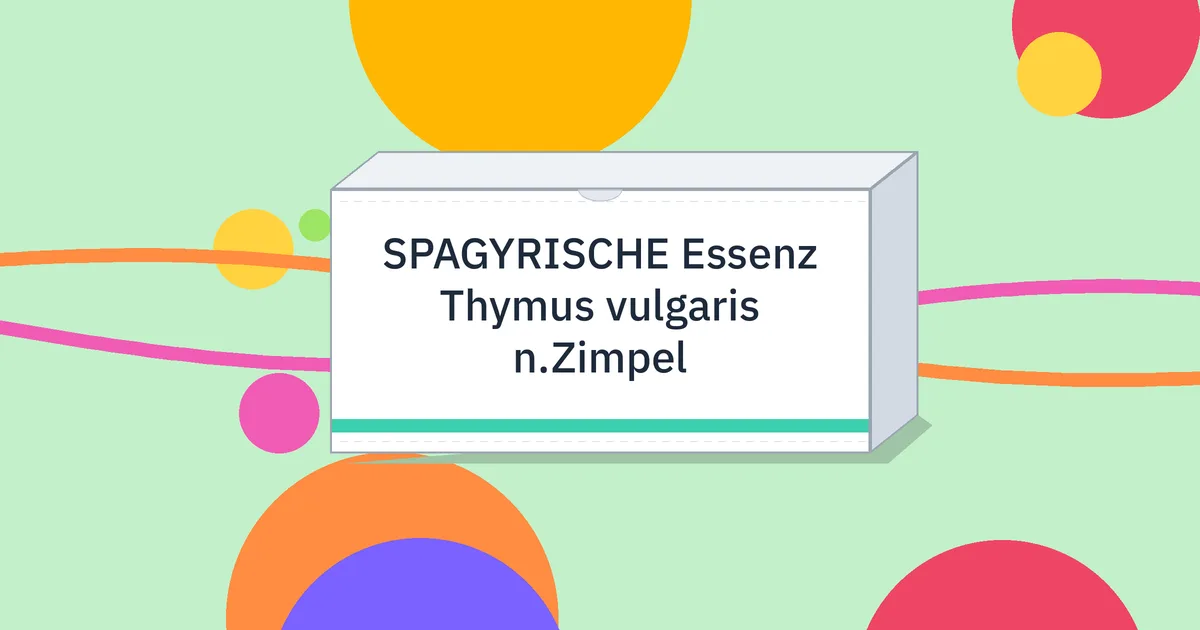 Symbolbild: Packung mit der Aufschrift SPAGYRISCHE Essenz Thymus vulgaris n.Zimpel (PZN 00917997) – Verfügbarkeit und Bezug in Apotheken in Frankfurt am Main