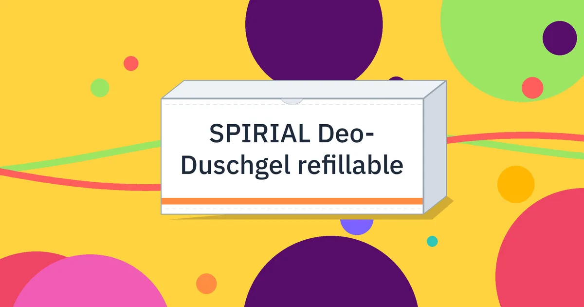 Symbolbild: Packung mit der Aufschrift SPIRIAL Deo-Duschgel refillable (PZN 20788036) – Verfügbarkeit und Bezug in Apotheken in Frankfurt am Main