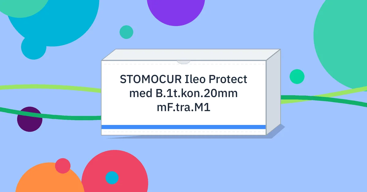 Symbolbild: Packung mit der Aufschrift STOMOCUR Ileo Protect med B.1t.kon.20mm mF.tra.M1 (PZN 17551371) – Verfügbarkeit und Bezug in Apotheken in Frankfurt am Main