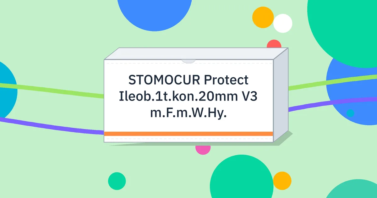 Symbolbild: Packung mit der Aufschrift STOMOCUR Protect Ileob.1t.kon.20mm V3 m.F.m.W.Hy. (PZN 14360222) – Verfügbarkeit und Bezug in Apotheken in Frankfurt am Main