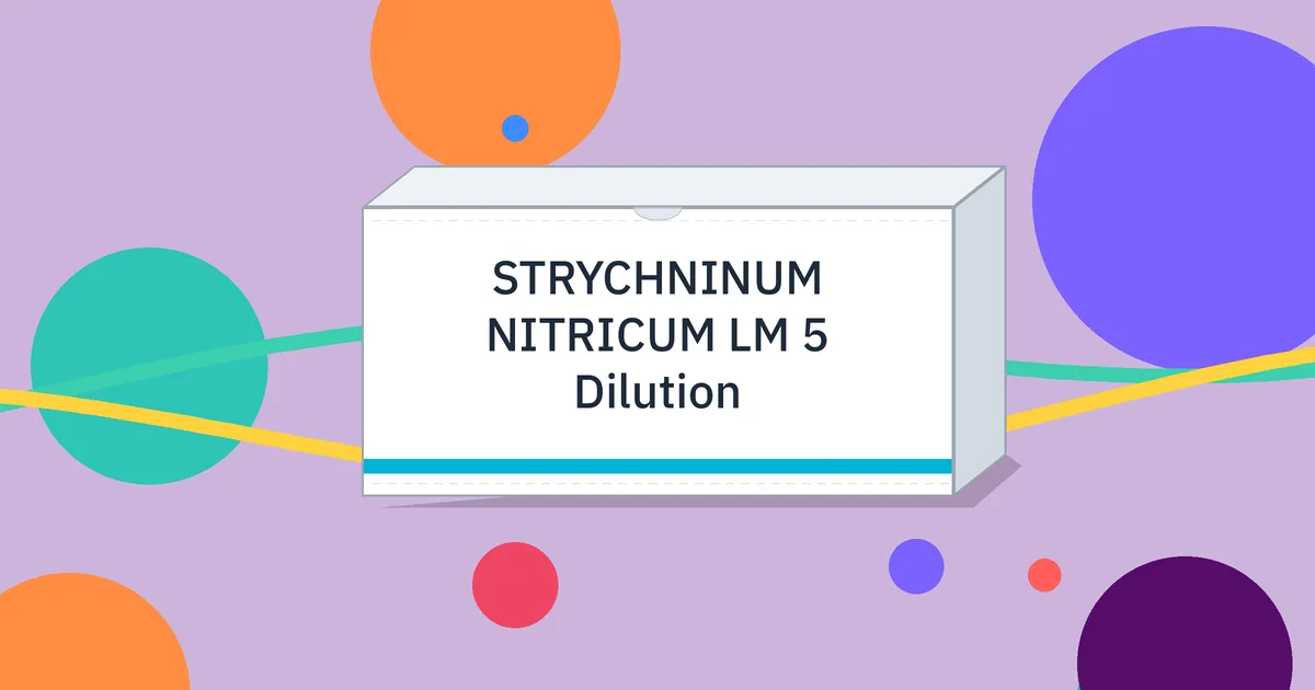 Symbolbild: Packung mit der Aufschrift STRYCHNINUM NITRICUM LM 5 Dilution (PZN 13206631) – Verfügbarkeit und Bezug in Apotheken in Frankfurt am Main