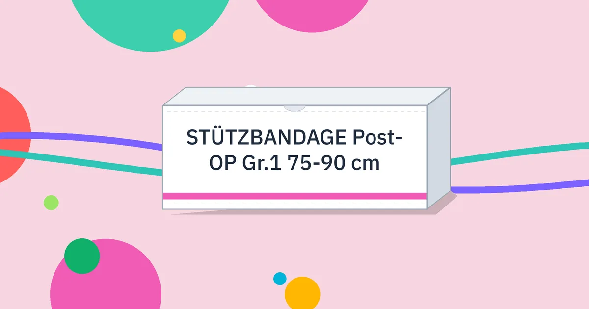 Symbolbild: Packung mit der Aufschrift STÜTZBANDAGE Post-OP Gr.1 75-90 cm (PZN 00607966) – Verfügbarkeit und Bezug in Apotheken in Frankfurt am Main
