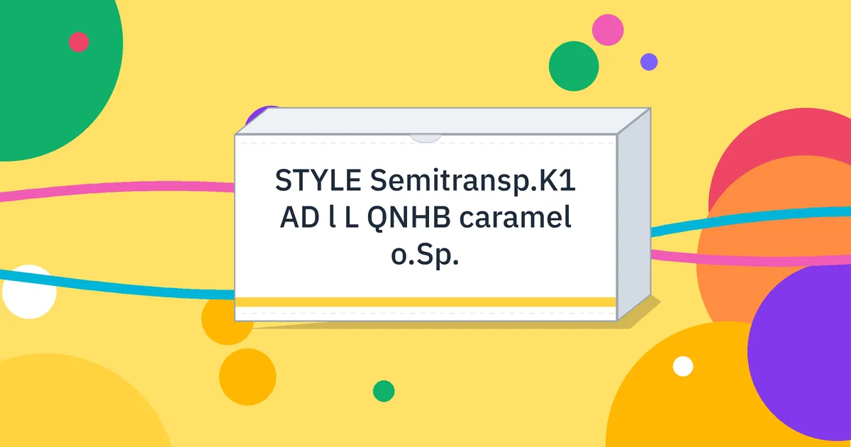 Symbolbild: Packung mit der Aufschrift STYLE Semitransp.K1 AD l L QNHB caramel o.Sp. (PZN 18869371) – Verfügbarkeit und Bezug in Apotheken in Frankfurt am Main
