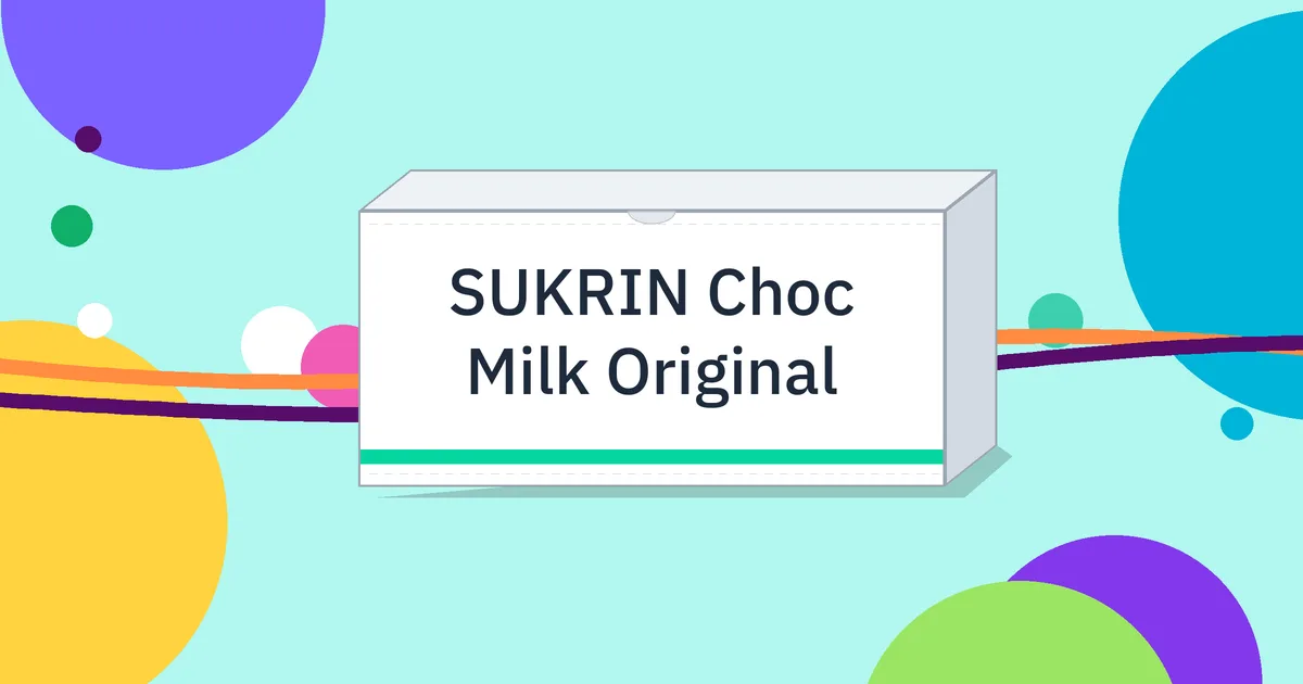 Symbolbild: Packung mit der Aufschrift SUKRIN Choc Milk Original (PZN 18899219) – Verfügbarkeit und Bezug in Apotheken in Frankfurt am Main