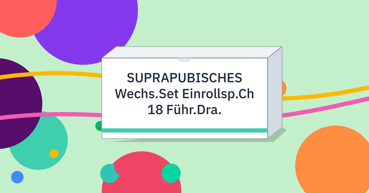 Symbolbild: Packung mit der Aufschrift SUPRAPUBISCHES Wechs.Set Einrollsp.Ch 18 Führ.Dra. (PZN 00214793) – Verfügbarkeit und Bezug in Apotheken in Frankfurt am Main