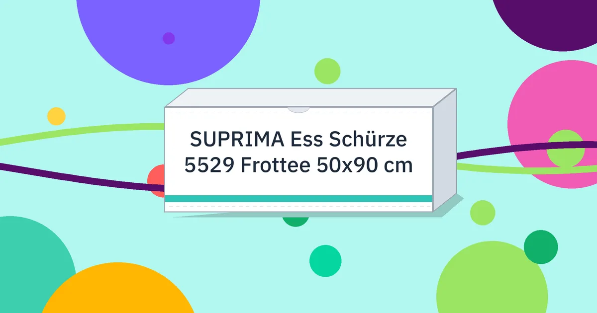 Symbolbild: Packung mit der Aufschrift SUPRIMA Ess Schürze 5529 Frottee 50x90 cm (PZN 02211474) – Verfügbarkeit und Bezug in Apotheken in Frankfurt am Main