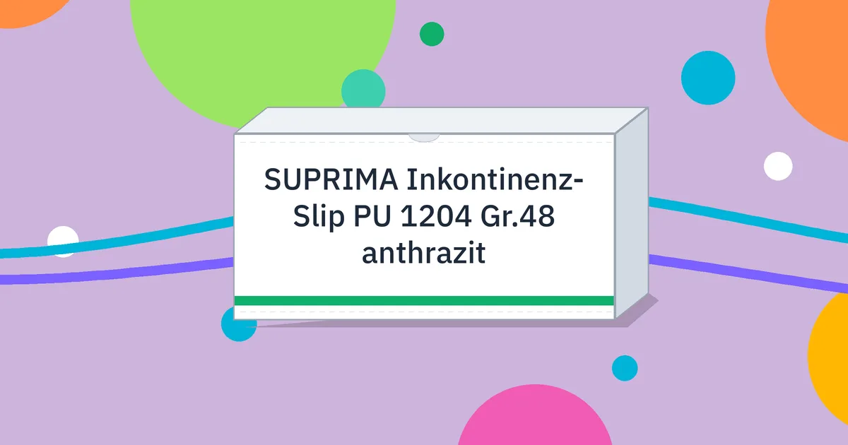 Symbolbild: Packung mit der Aufschrift SUPRIMA Inkontinenz-Slip PU 1204 Gr.48 anthrazit (PZN 10637448) – Verfügbarkeit und Bezug in Apotheken in Frankfurt am Main