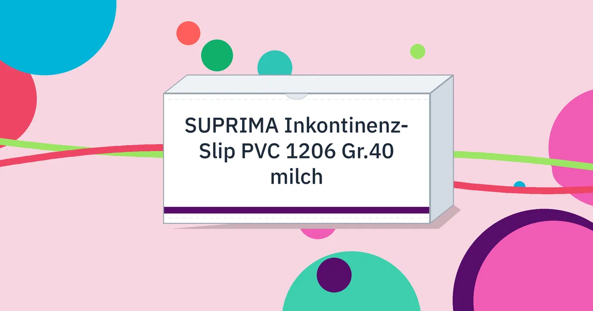 Symbolbild: Packung mit der Aufschrift SUPRIMA Inkontinenz-Slip PVC 1206 Gr.40 milch (PZN 03922177) – Verfügbarkeit und Bezug in Apotheken in Frankfurt am Main
