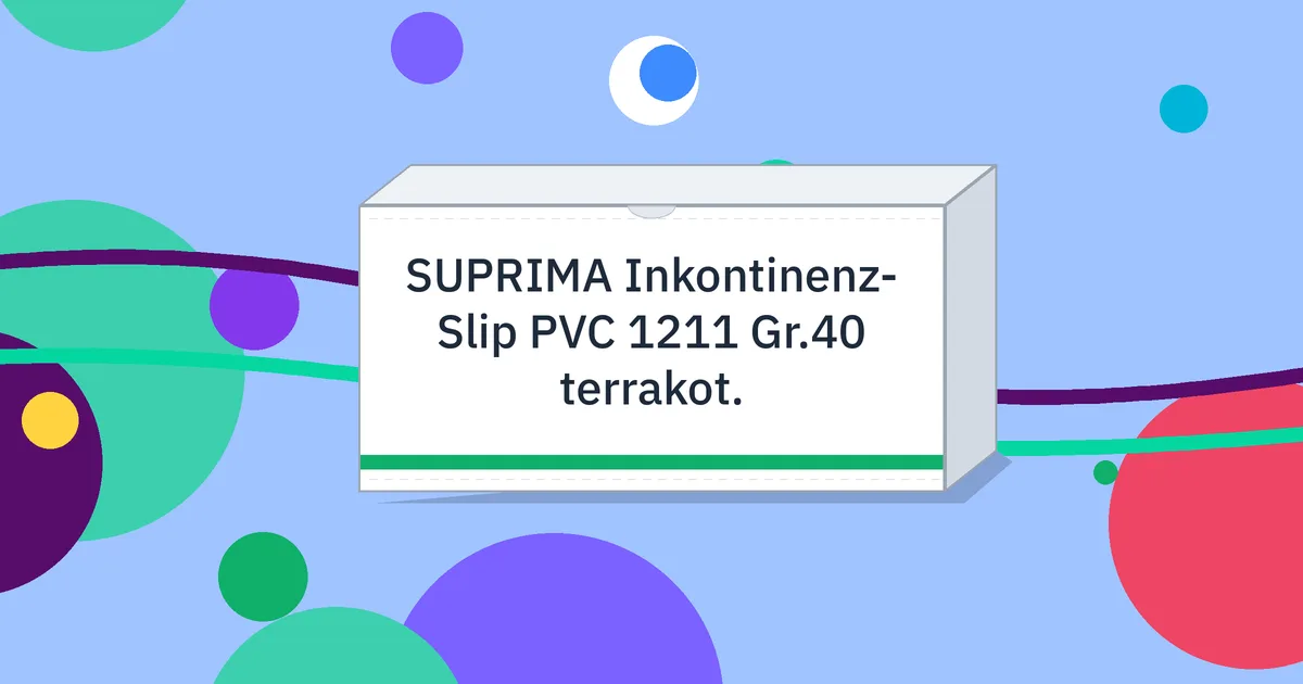 Symbolbild: Packung mit der Aufschrift SUPRIMA Inkontinenz-Slip PVC 1211 Gr.40 terrakot. (PZN 05971369) – Verfügbarkeit und Bezug in Apotheken in Frankfurt am Main