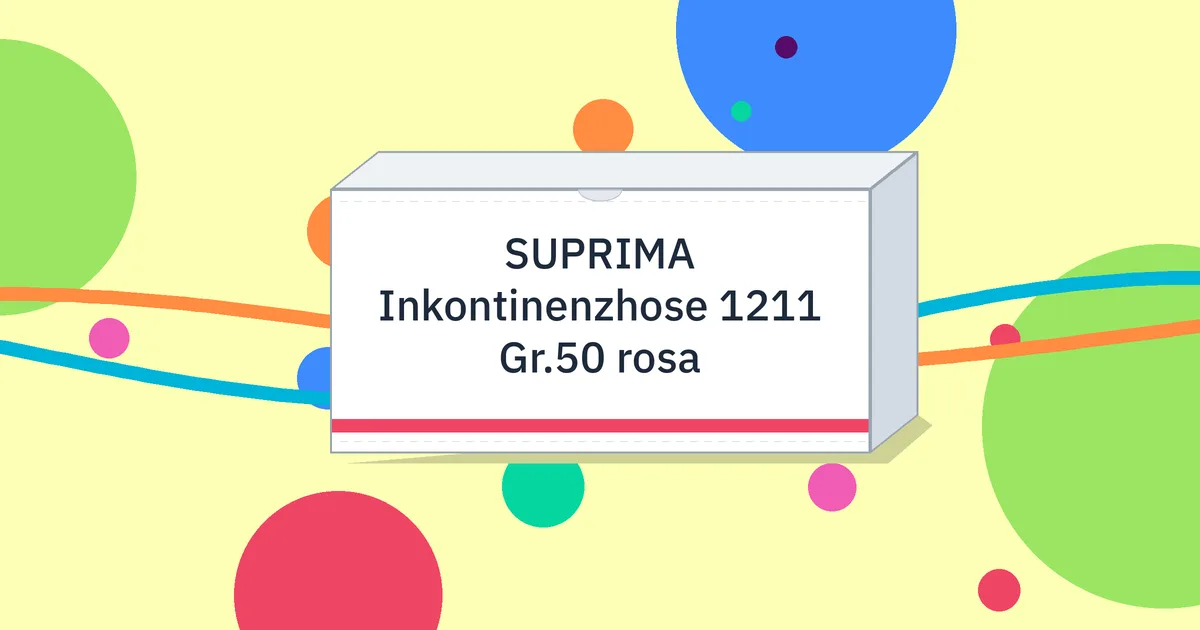 Symbolbild: Packung mit der Aufschrift SUPRIMA Inkontinenzhose 1211 Gr.50 rosa (PZN 03022835) – Verfügbarkeit und Bezug in Apotheken in Frankfurt am Main