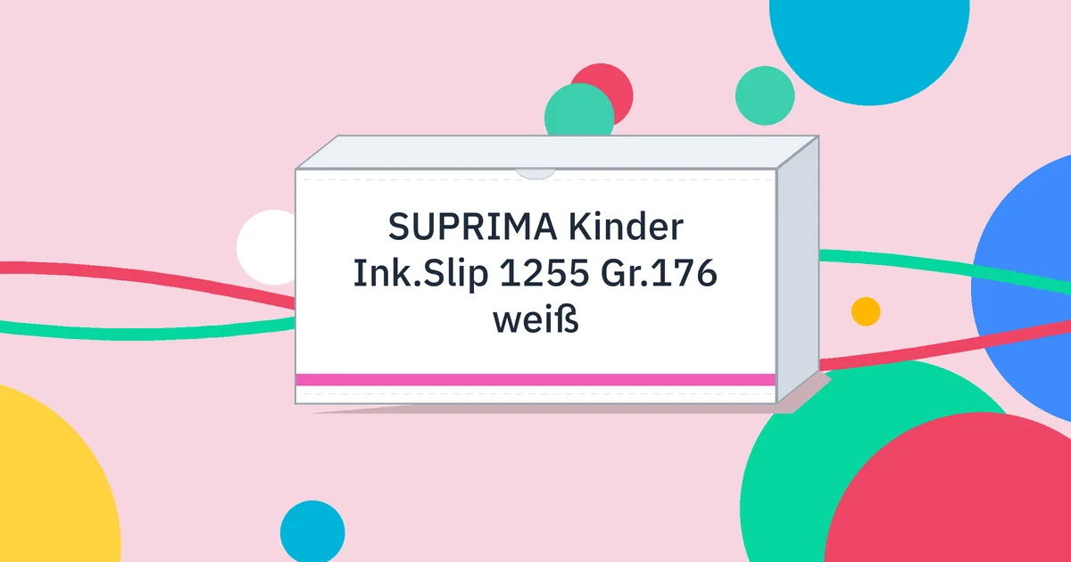 Symbolbild: Packung mit der Aufschrift SUPRIMA Kinder Ink.Slip 1255 Gr.176 weiß (PZN 03103657) – Verfügbarkeit und Bezug in Apotheken in Frankfurt am Main