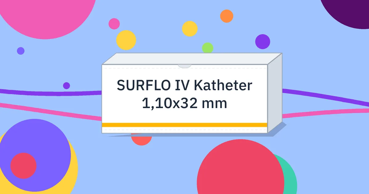 Symbolbild: Packung mit der Aufschrift SURFLO IV Katheter 1,10x32 mm (PZN 03958838) – Verfügbarkeit und Bezug in Apotheken in Frankfurt am Main