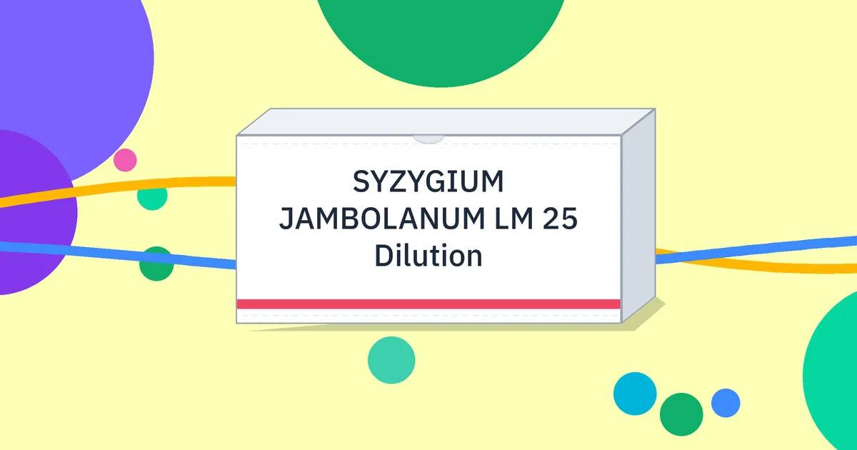 Symbolbild: Packung mit der Aufschrift SYZYGIUM JAMBOLANUM LM 25 Dilution (PZN 13212301) – Verfügbarkeit und Bezug in Apotheken in Frankfurt am Main
