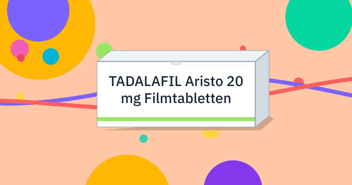 Symbolbild: Packung mit der Aufschrift TADALAFIL Aristo 20 mg Filmtabletten (PZN 16889056) – Verfügbarkeit und Bezug in Apotheken in Frankfurt am Main