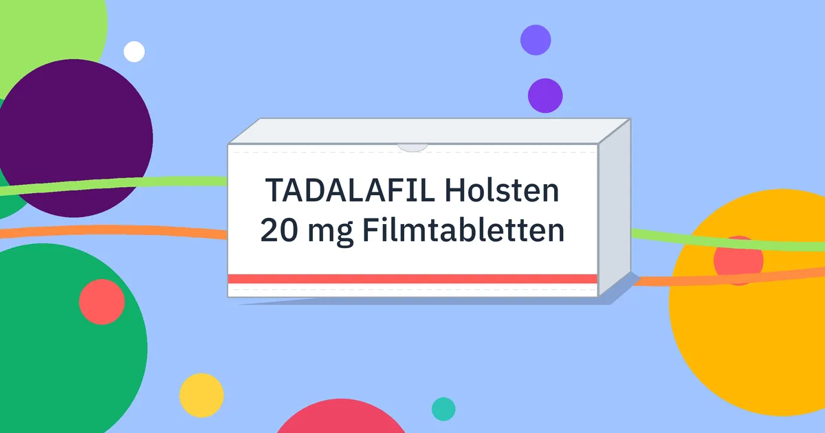 Symbolbild: Packung mit der Aufschrift TADALAFIL Holsten 20 mg Filmtabletten (PZN 19208714) – Verfügbarkeit und Bezug in Apotheken in Frankfurt am Main