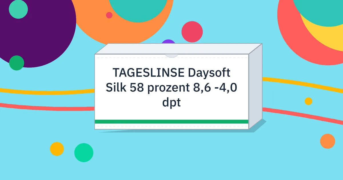 Symbolbild: Packung mit der Aufschrift TAGESLINSE Daysoft Silk 58 prozent 8,6 -4,0 dpt (PZN 00332363) – Verfügbarkeit und Bezug in Apotheken in Frankfurt am Main