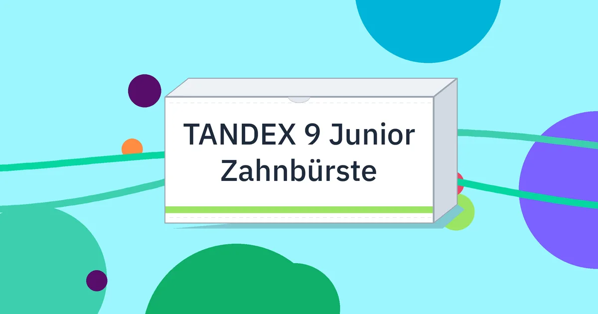 Symbolbild: Packung mit der Aufschrift TANDEX 9 Junior Zahnbürste (PZN 09604573) – Verfügbarkeit und Bezug in Apotheken in Frankfurt am Main