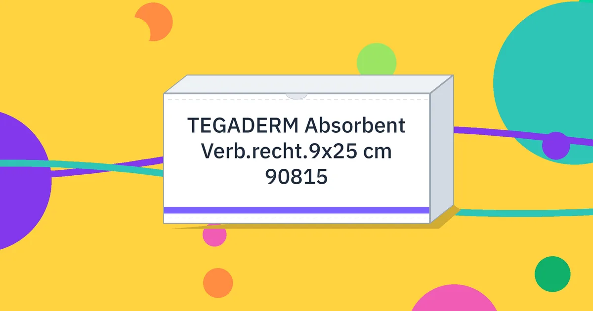 Symbolbild: Packung mit der Aufschrift TEGADERM Absorbent Verb.recht.9x25 cm 90815 (PZN 17606847) – Verfügbarkeit und Bezug in Apotheken in Frankfurt am Main
